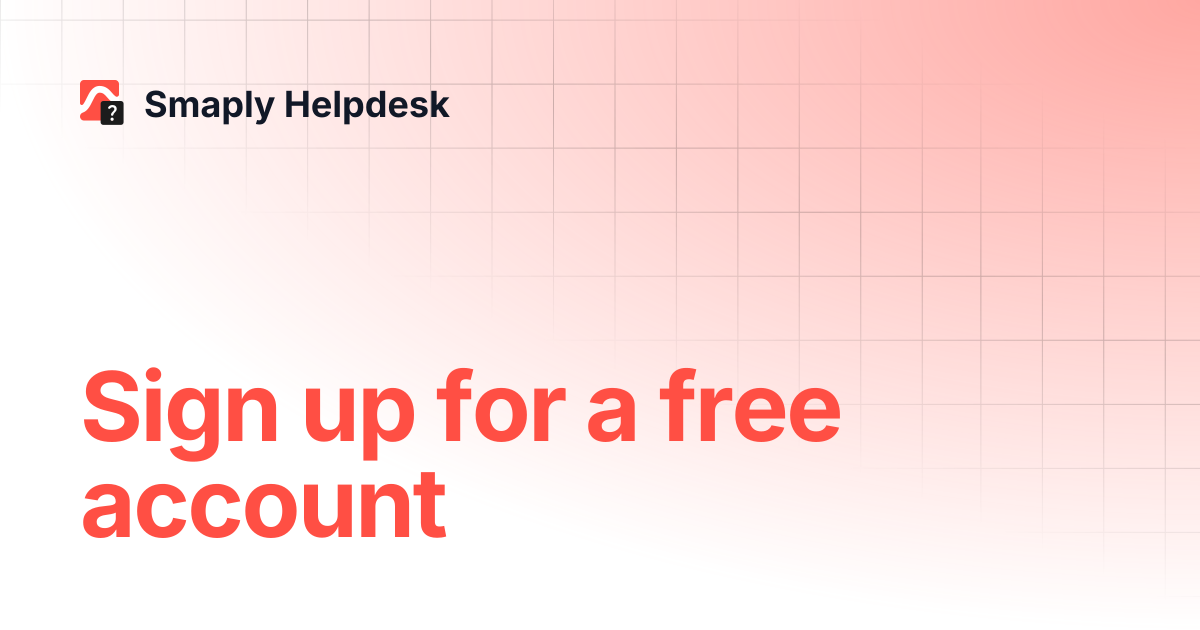 Sign up for a free account | Smaply Helpdesk